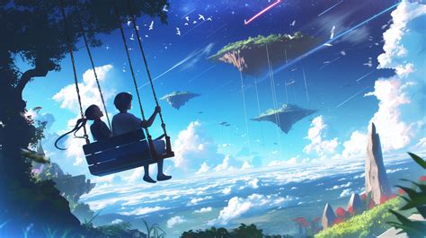 1920x1080 Resolution Swinging Couple Hd Anime Landscape 1080p Laptop