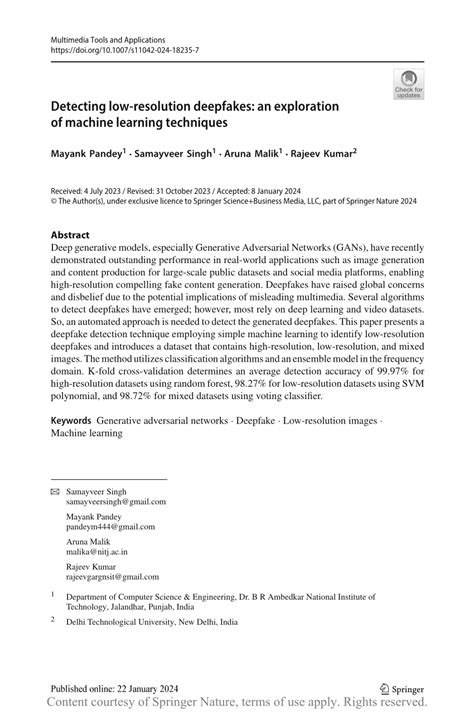 Detecting Low Resolution Deepfakes An Exploration Of Machine Learning Techniques