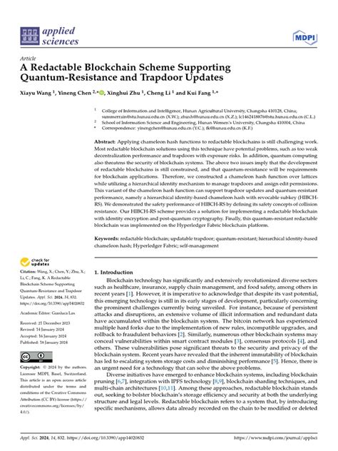 A Redactable Blockchain Scheme Supporting Quantum Pdf Cryptography Secure Communication