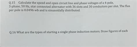 solved q 15 calculate the speed and open circuit line and