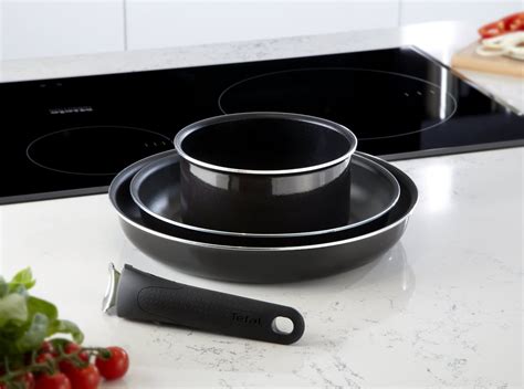 Tefal Ingenio Non Stick Enamel Starter Cookware Set 4 Pieces Black