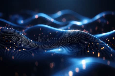 Abstract Blue Data Waves Glowing Particles Digital Technology Stock Illustration Illustration