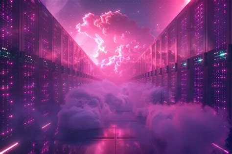 Modern Visualization Of A Cloud Data Server With Intricate Patterns Of Nebula Dust And