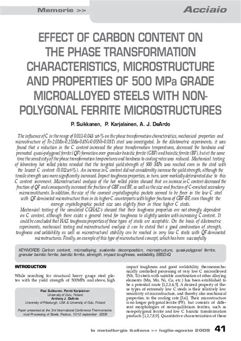 Pdf Effect Of Carbon Content On The Phase Transformation