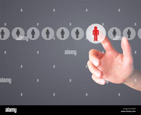 Networking and Recruitment - Hand pressing a button on blurred background. Business, technology ...