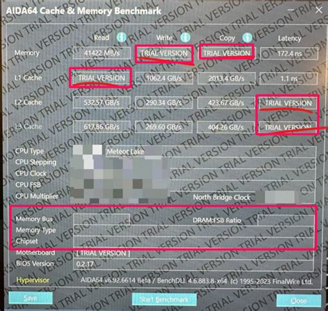 AIDA64 Cache Memory Benchmark Show TRIAL VERSION Or Empty In Some Of Items Bug Reports