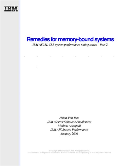 Remedies For Memory Bound Systems Ibm Aix 5l V5 3 System Performance Tuning Series Part 2
