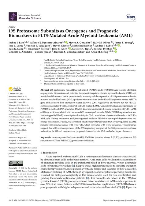 Pdf 19s Proteasome Subunits As Oncogenes And Prognostic Biomarkers In