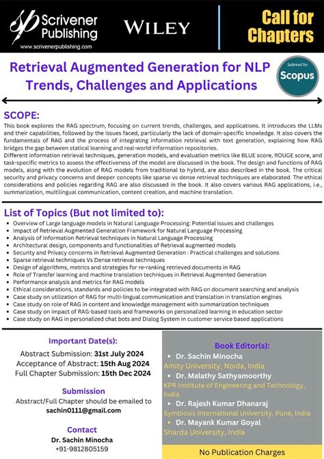 sachin minocha phd on linkedin callforchapter nlp rag editedbook