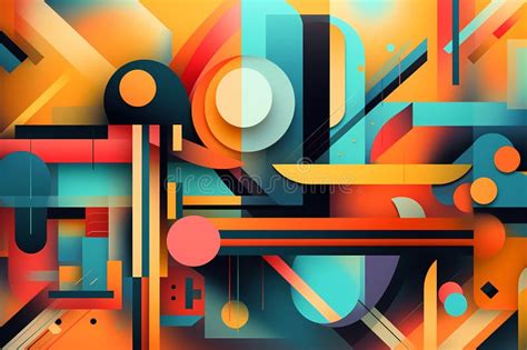 A Mesmerizing Abstract Composition Featuring Intersecting Lines And Vibrant Colours Stock
