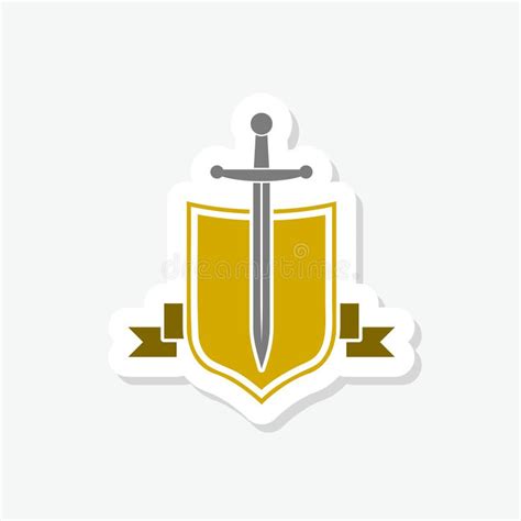 Shield And Sword Logo Icon Safety Concept Symbol Isolated On White