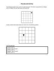 Pseudocode Activity Pdf Pseudocode Activity The Following Situation Uses A Robot In A Grid Of