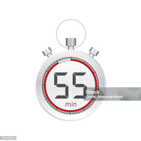 55 분 스톱 워치 벡터 아이콘입니다 평면 스타일의 스톱 워치 아이콘 컬러 배경에 타이머 벡터 일러스트입니다 2 위 상 종류에 대한 스톡 벡터 아트 및 기타 이미지 Istock