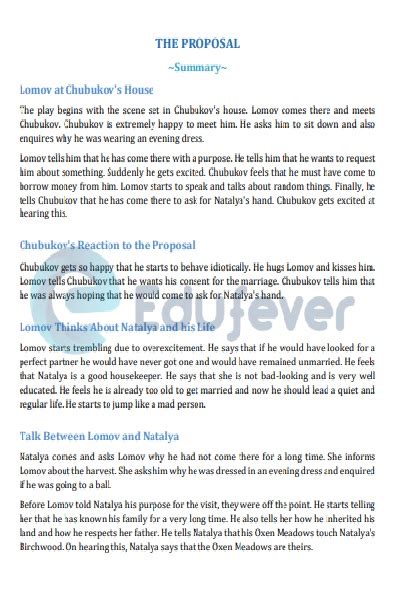 Class 10 The Proposal Questions And Answers