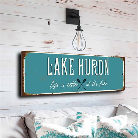 Lake Huron Sign Classic Metal Signs
