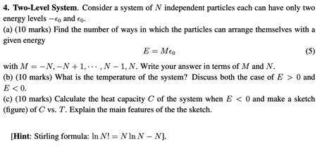 Solved 4 Two Level System Consider A System Of N