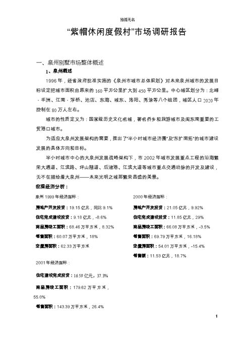 “紫帽休闲度假村”市场调研报告1 doc 工程项目管理资料 土木在线