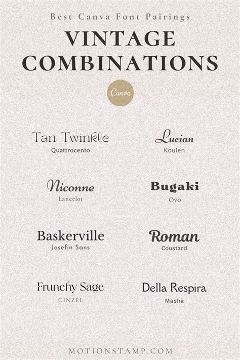 stunning vintage canva font combinations instagram fonts