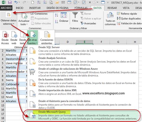 Listado De Registros Únicos Con Msquery Sql Select Distinct Excel