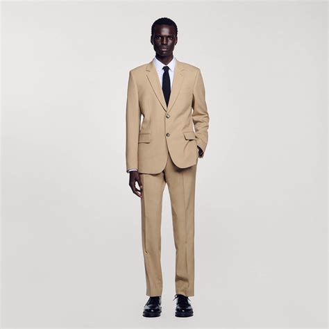 Wool Suit Jacket White Beige For Men Sandro Paris