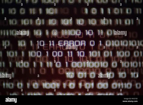 Error Message In Computer Data Matrix Red Binary Background Hacker