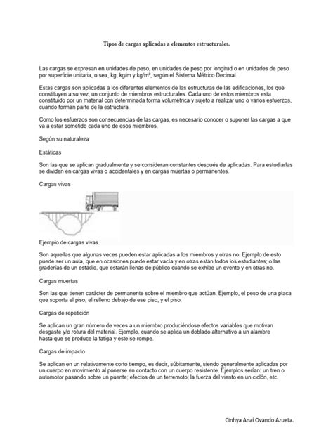 Tipos De Cargas Aplicadas A Elementos Estructurales Pdf Kilogramo