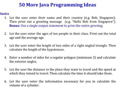 50 More Java Programming Exercises Beginners To Advanced Teaching