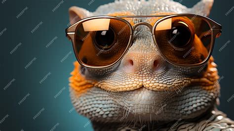 Premium Ai Image A Close Up Of A Lizard Wearing Sunglasses