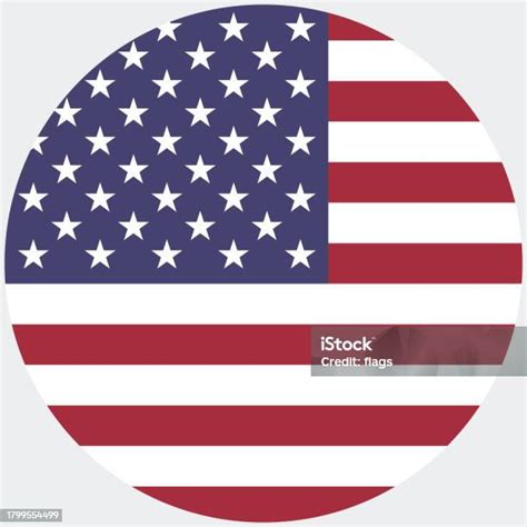 미국 국기 플래그 아이콘입니다 표준 색상 둥근 깃발 컴퓨터 일러스트레이션 디지털 일러스트레이션 벡터 일러스트 레이 션입니다 0명에 대한 스톡 벡터 아트 및 기타 이미지