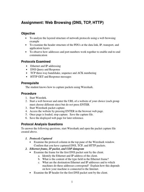 assignment wireshark pdf transmission control protocol internet