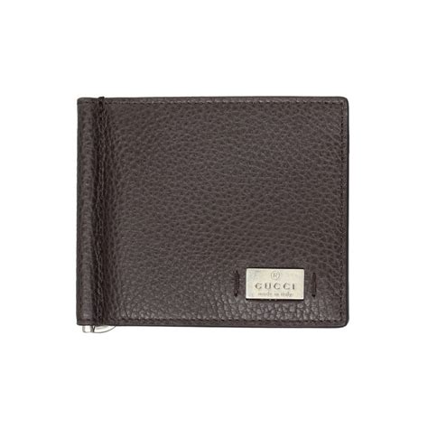 Gucci Dark Brown Leather Money Clip Wallet Profile Fashion