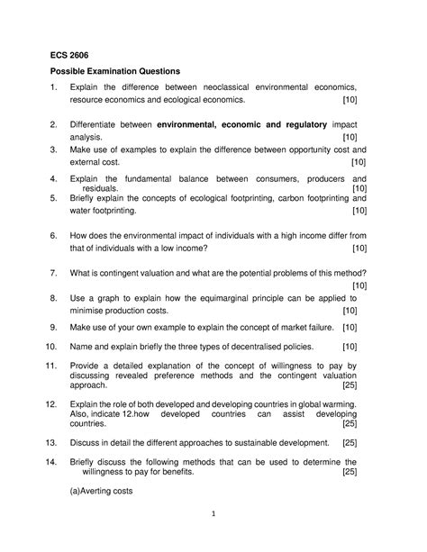 ECS Possible Exam Qs Economics Is A Social Science ECS Possible Examination Questions