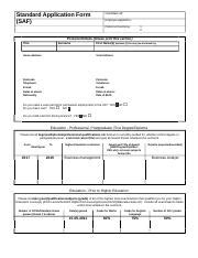 Standard Application Form Doc Candidate Ref Standard Application Form SAF Employer Applied To