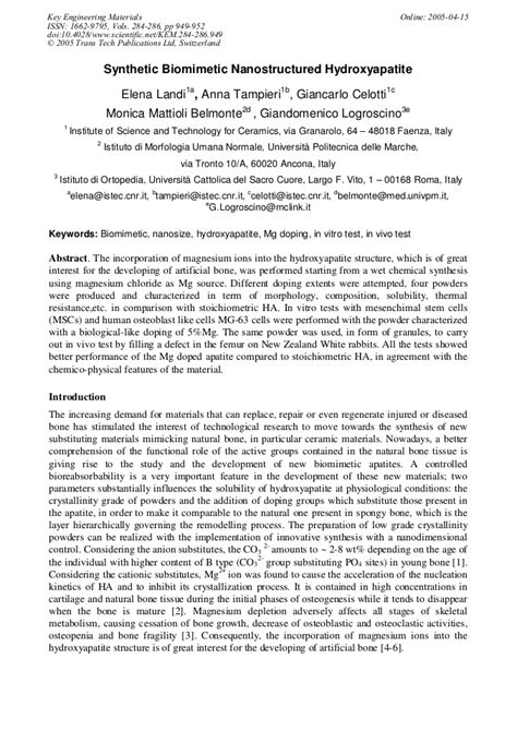 Synthetic Biomimetic Nanostructured Hydroxyapatite Scientificnet