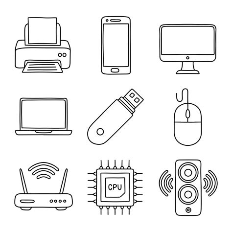 premium vector computer and hardware icon hand drawn vector