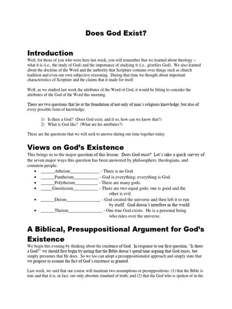 Does God Exist Pdf God Existence Of God