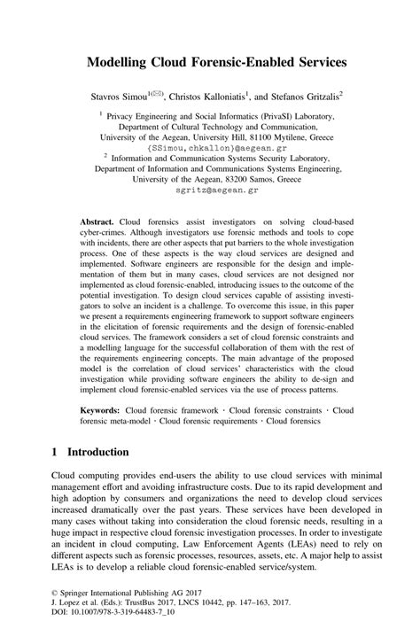 Pdf Modelling Cloud Forensic Enabled Services