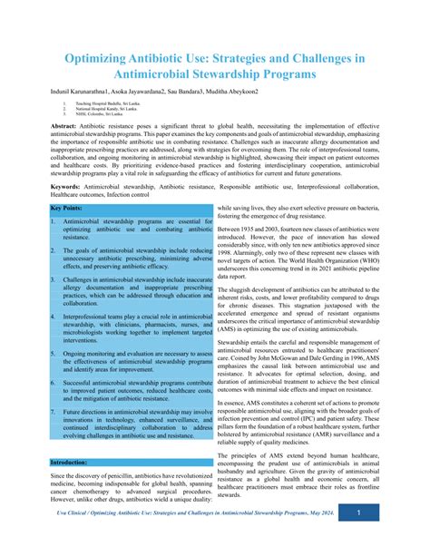 Pdf Optimizing Antibiotic Use Strategies And Challenges In