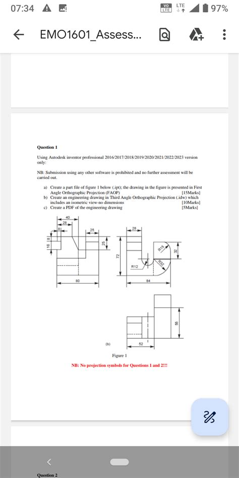 Question 1 Using Autodesk Inventor Professional