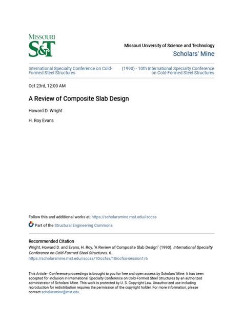 A Review Of Composite Slab Design Pdf Strength Of Materials Fracture