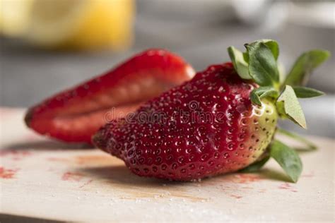 Delicious Seasonal Red Strawberries In Preparation To Be Made And