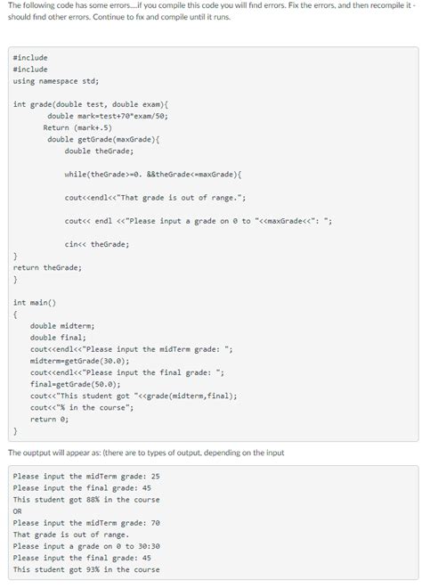 solved the following code has some errors if you compile