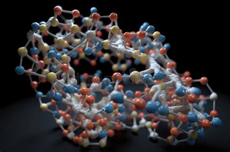 a molecular model of a protein with its three dimensional structure