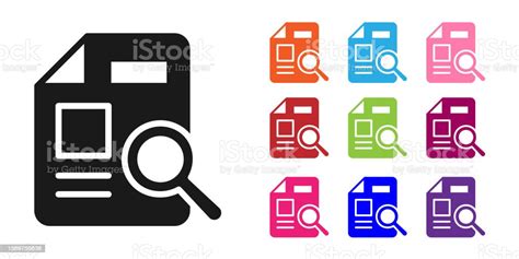 흰색 배경에 격리 된 그래프 차트 아이콘이있는 검정 문서입니다 텍스트 파일 아이콘을 보고합니다 회계 기호 감사 분석 계획 다채로운 아이콘을 설정합니다 벡터 개념에 대한 스톡