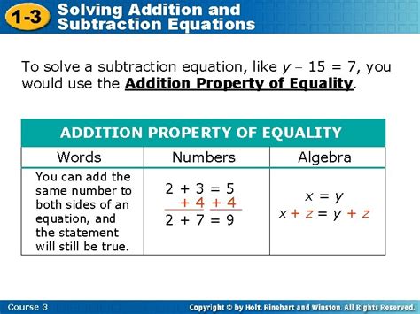 Solving Addition And Subtraction Equations Warm