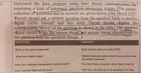 Solved Implement The Java Program Using Inter Thread