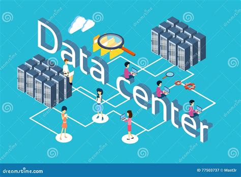 Database Server Network File Document Research Vector Illustration