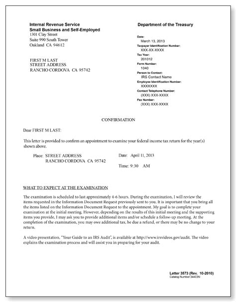 IRS Audit Letter Sample