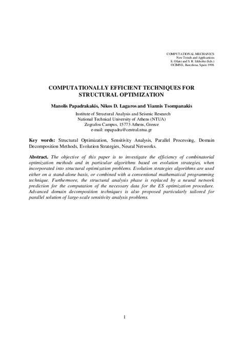 pdf computationally efficient techniques for structural optimization