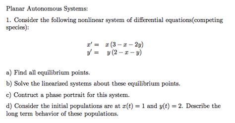 Planar Autonomous Systems Consider The Following